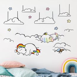 Bilderwelten Wandtattoo Tiere modern selbstklebend bunt - Pummeleinhorn - Schlummerland - Einhorn Kinderzimmer Baby M&auml;dchen Jungen