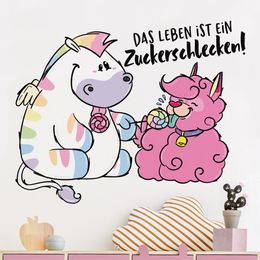 Bilderwelten Wandtattoo Spr&uuml;che modern selbstklebend pastell - Pummeleinhorn - Das Leben ist ein Zuckerschlecken - Spr&uuml;che Kinderzimmer Baby M&auml;dchen Jungen