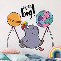Bilderwelten Wandtattoo Pummeleinhorn - Dream big Elefant - Wandsticker Wandaufkleber S-XXL Kinderzimmer Babyzimmer M&auml;dchen Jungen