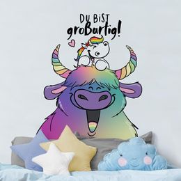 Bilderwelten Wandtattoo Spr&uuml;che modern selbstklebend bunt - Pummeleinhorn - Du bist gro&szlig;artig - Spr&uuml;che Kinderzimmer Baby M&auml;dchen Jungen
