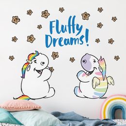 Bilderwelten Wandtattoo Tiere modern selbstklebend bunt - Pummeleinhorn - Fluffy Dreams Sternkekse - Einhorn Kinderzimmer Baby M&auml;dchen Jungen
