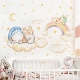 Bilderwelten Wandtattoo Tiere Illustration selbstklebend Wandaufkleber - Süße Träume Wolken Sterne Set - Himmel Kinderzimmer Baby Mädchen Jungen