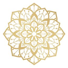 Bilderwelten Wandtattoo Spirituell Orientalisch selbstklebend gold - Mandala Bl&uuml;te Muster gold wei&szlig; - Ornamente Wohnzimmer Schlafzimmer