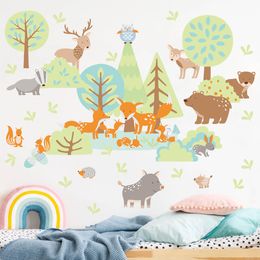 Bilderwelten Wandtattoo 43-teilig Tierfamilien Mega-Set mit F&uuml;chsen und B&auml;umen