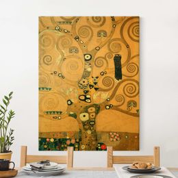 Leinwandbild Gold Gustav Klimt - Der Lebensbaum - Wandbilder XXL Print Kunstdruck Natur Wald B&auml;ume Wohnzimmer Schlafzimmer Bad Badezimmer K&uuml;che Flur