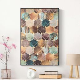 Akustik-Wechselbild T&uuml;rkise Geometrie goldenes Art Deco