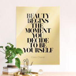 Glasbild Schwarz-Wei&szlig; Be yourself Coco Chanel