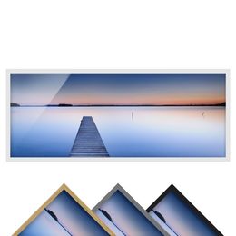 Strand Bild mit Rahmen Flusssteg bei Sonnenuntergang