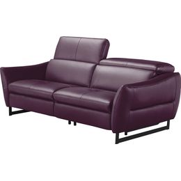 2,5-Sitzer Egoitaliano "Dafne, elegantes Designsofa mit hohem Sitzkomfort", rot (cherry), B:208cm H:97cm T:108cm, Leder NUVOLE (Echtes Rindsleder). Halbnat&uuml;rliches, halbnarbiges Rindsleder mit einer nat&uuml;rlichen K&ouml;rnung von 1, 2 bis 1, 4 mm. Dieses Leder hat eine weiche, wachsartige Haptik mit mattem Aussehen und einem Wolkeneffekt. Es handelt sich um ein Naturleder, das die urspr&uuml;nglichen Eigensch