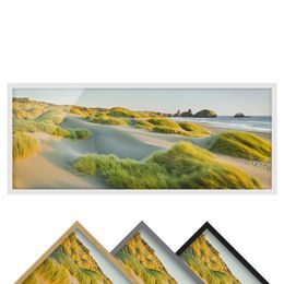 Strand Bild mit Rahmen D&uuml;nen und Gr&auml;ser am Meer