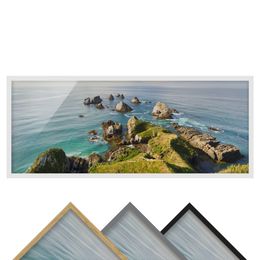 Strand Bild mit Rahmen Nugget Point in Neuseeland