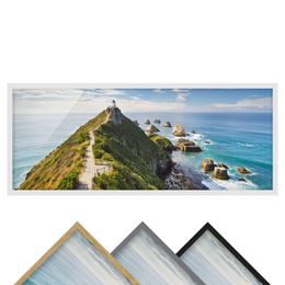 Strand Bild mit Rahmen Nugget Point Leuchtturm und Meer Neuseeland