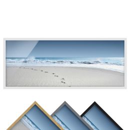 Strand Bild mit Rahmen Spuren im Sand