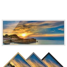 Strand Bild mit Rahmen Sonnenuntergang &uuml;ber Korfu