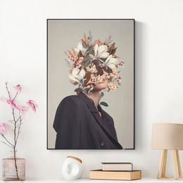 Akustik-Wechselbild Blumen Portr&auml;t - Beige Magnolien