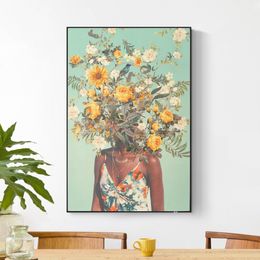 Akustik-Wechselbild Blumen Portr&auml;t - Gelbe Rosen