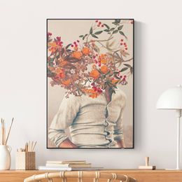Akustik-Wechselbild Blumen Portr&auml;t - Orange Rosen mit Wald