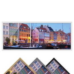 Architektur & Skyline Bild mit Rahmen Kopenhagener Hafen am Abend