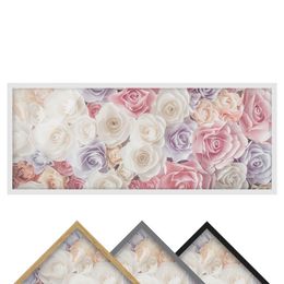 Blumen Bild mit Rahmen Pastell Paper Art Rosen