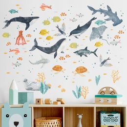 Bilderwelten Wandtattoo Strand Illustration Aquarell bunt - Unterwasserwelt Fische - Unterwasser Kinderzimmer Baby M&auml;dchen Jungen