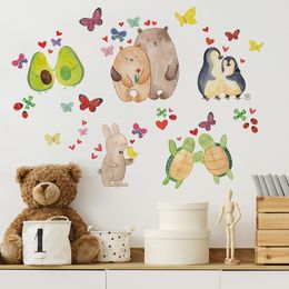 Bilderwelten Wandtattoo Tiere Abstrakt Aquarell bunt - Mr. & Mrs. Panda - Verliebte P&auml;rchen - Wandsticker Kinderzimmer Baby M&auml;dchen Jungen