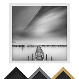 Schwarz-Wei&szlig; Bild mit Rahmen Der alte Pier