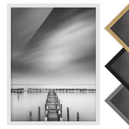 Schwarz-Wei&szlig; Bild mit Rahmen Der alte Pier
