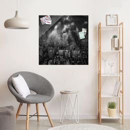 Glasbild Schwarz-Wei&szlig; Sonnenlicht &uuml;ber New York City