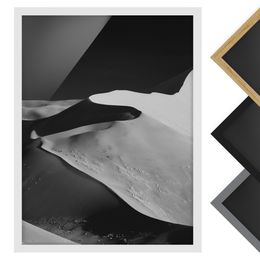 Schwarz-Wei&szlig; Bild mit Rahmen W&uuml;ste - Abstrakte D&uuml;nen