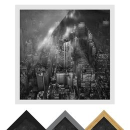 Architektur & Skyline Bild mit Rahmen Sonnenlicht &uuml;ber New York City