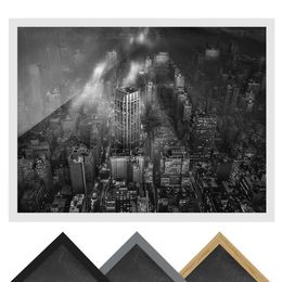 Architektur & Skyline Bild mit Rahmen Sonnenlicht &uuml;ber New York City