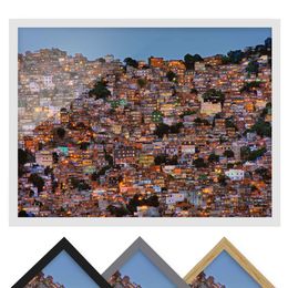 Architektur & Skyline Bild mit Rahmen Rio de Janeiro Favela Sonnenuntergang