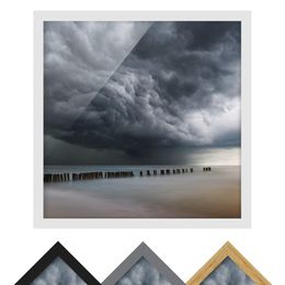 Strand Bild mit Rahmen Sturmwolken &uuml;ber der Ostsee