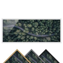 Wald Bild mit Rahmen Luftbild - Waldstra&szlig;e von Oben