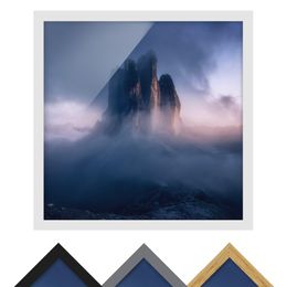 Natur & Landschaft Bild mit Rahmen Drei Zinnen in blauem Licht