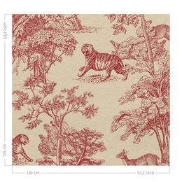 Bilderwelten Vorhang nach Ma&szlig; blickdicht Verdunkelung Tiere Vintage beige - Kupferstichanmutung - Jaguar mit Reh auf Naturpapier - Retro Wohnzimmer Schlafzimmer