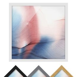 Bild mit Rahmen Melierter Farbtanz in Blau mit Rot
