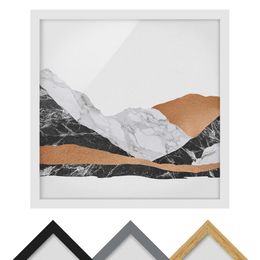 Bild mit Rahmen Landschaft in Marmor und Kupfer