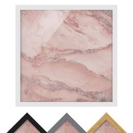 Bild mit Rahmen Farbexperimente Marmor Rose und Glitzer