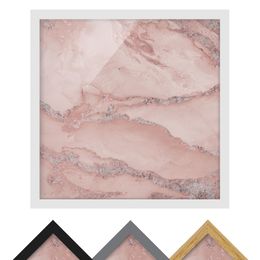 Bild mit Rahmen Farbexperimente Marmor Rose und Glitzer