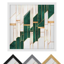 Bild mit Rahmen Emerald und Gold Geometrie