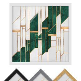 Bild mit Rahmen Emerald und Gold Geometrie