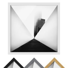 Bild mit Rahmen Geometrische Architekturstudie Schwarz-Wei&szlig;
