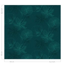 Vorhang Bl&uuml;ten Mix - Dunkle Jade - blickdichte Gardine Muster Blumen Floral Wohnzimmer Schlafzimmer K&uuml;che Bad Badezimmer Petrol