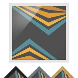 Bild mit Rahmen Parallelecken in Gelb und Blau