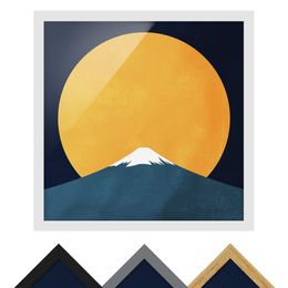 Bild mit Rahmen Sonne, Mond und Berge