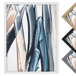 Bild mit Rahmen Blau und Beige Streifen