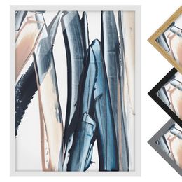 Bild mit Rahmen Blau und Beige Streifen