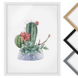 Bild mit Rahmen Aquarell Kakteen Illustration