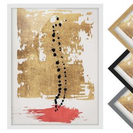 Bild mit Rahmen Abstrakte Formen - Gold und Rosa